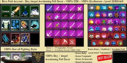 Blox Fruit Acc - SKY V4 Full Gear - GHM - CDK - Valk Helm - BONUS | eBay