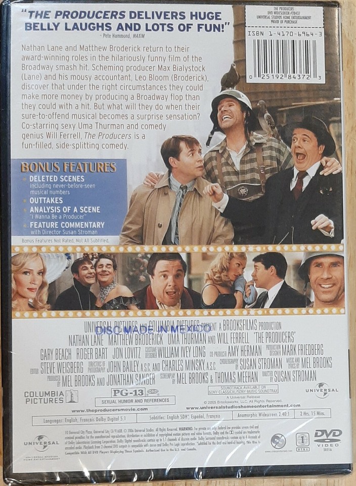 The Producers Brand New Sealed DVD, Nathan Lane. Matthew Broderick, Free S&H. 25192843723 | eBay