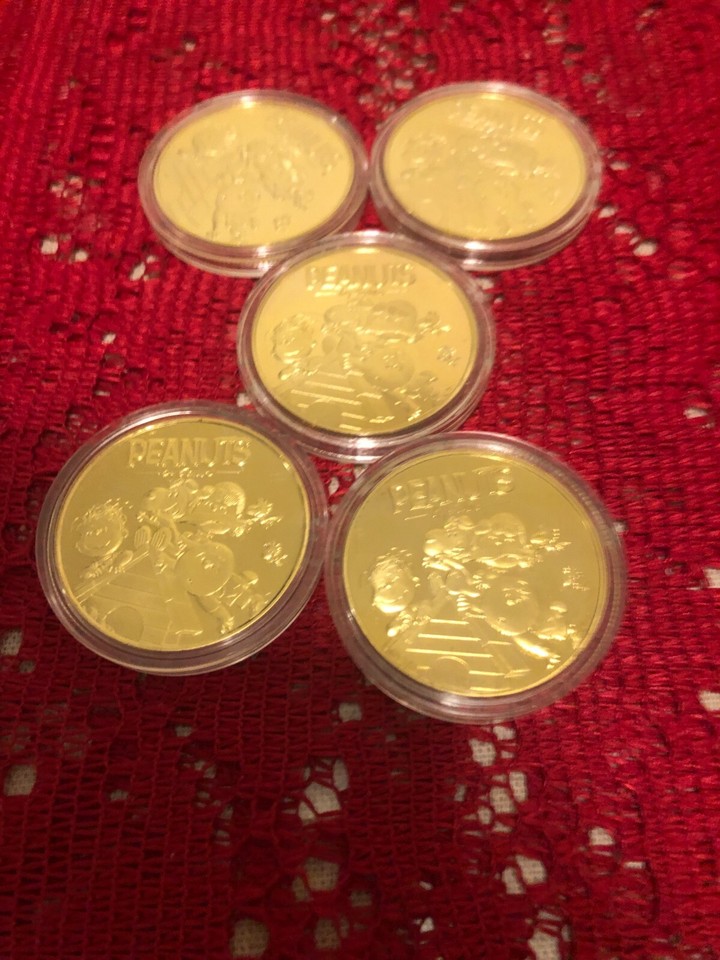 PEANUTS SET OF 5 GOLD PLATED COINS | eBay