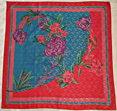 VINTAGE AUTHENTIC LA VITELLA PARIS LOGO FLORAL CARNATIONS SILK 35 ...