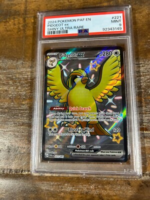 Pokemon 2024 Paldean Fates PIDGEOT EX Shiny Ultra Rare #221 PSA 9 Mint ...