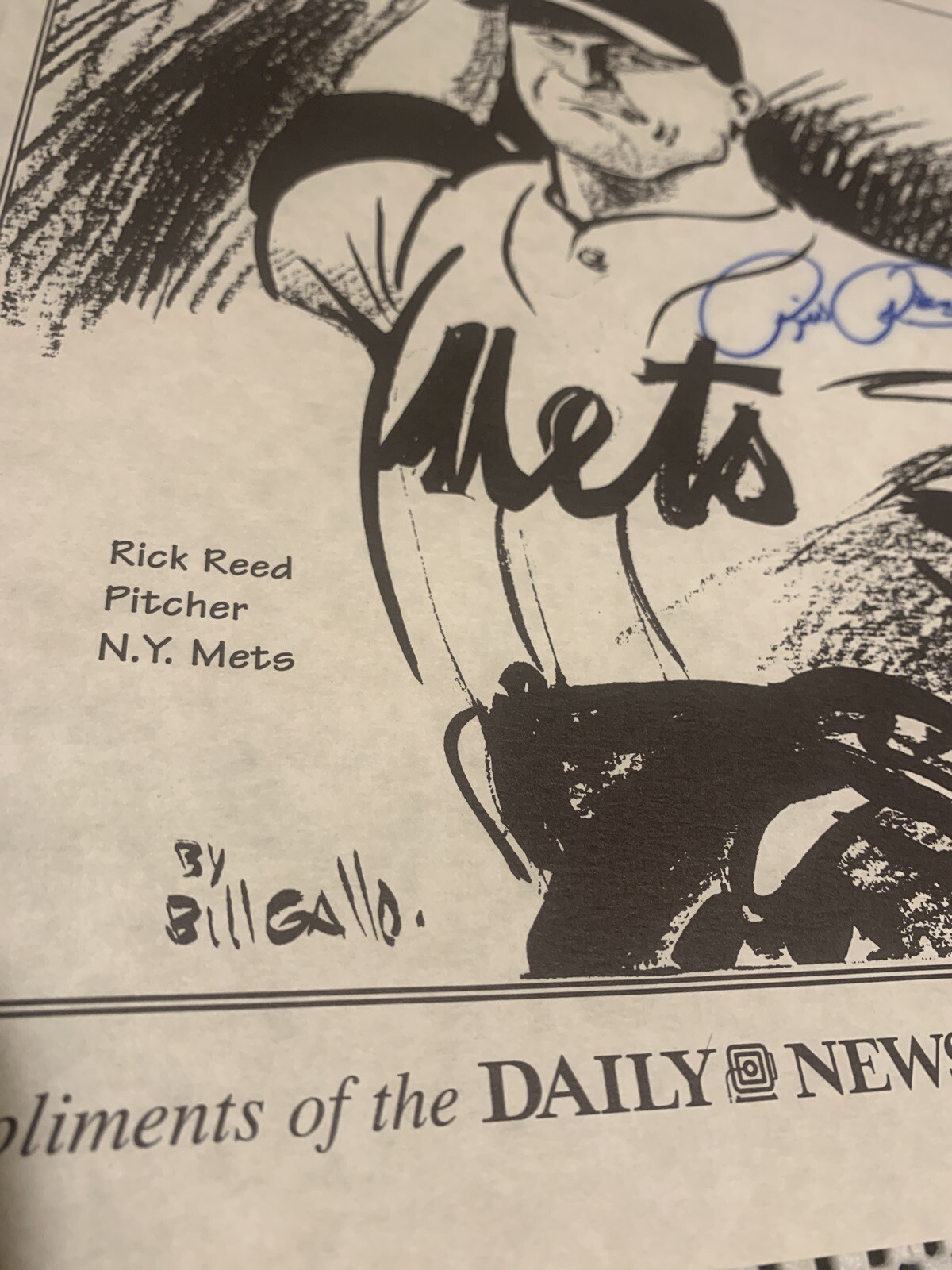 Rick Reed Signed 12x13 PRINT Bill Gallo NY Mets Promo PC Richard | eBay