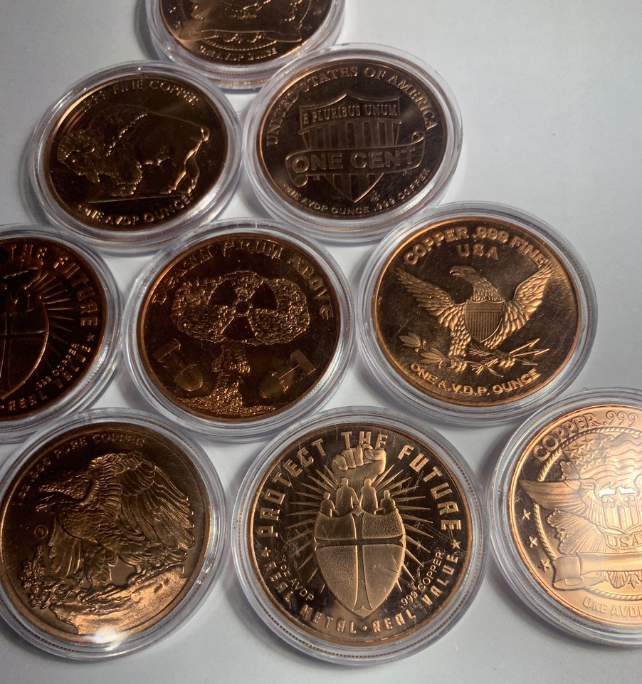 10 Different Collectable 1 ounce Copper Rounds (Lot Of 10) ALL IN ...