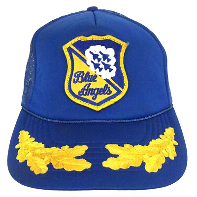 Vtg Blue Angels US Navy Patch Cap Logo Mesh Foam Snap Back Trucker ...