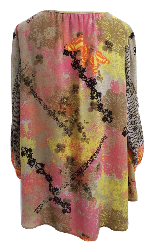 Style & Co Womens Floral Boho Top SIZE 2X Pink Orange Bohemian ...