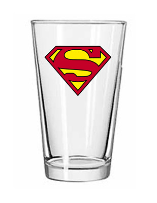 Superman - Pint Beer Glass Pub Barware Soda Tea Seltzer Cocktail Iced ...