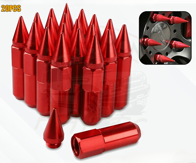 Red 20Pcs Anti Theft Wheel Lug Nuts With Spike Extended Tuner For Honda ...