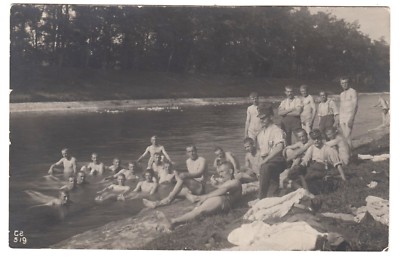 1.Weltkrieg Badeanstalt Halb Nackte Soldaten b. Baden Soldiers Bath, c ...