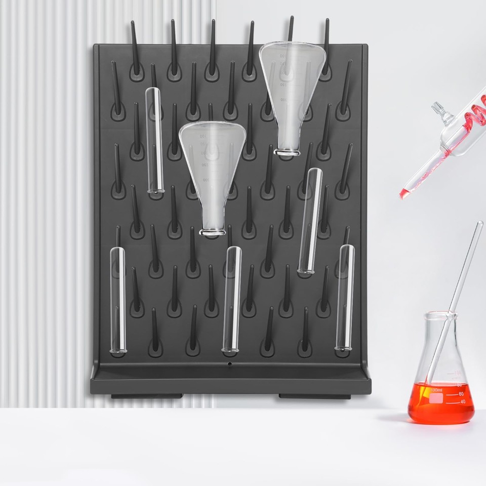 Lab Supply Drying Rack Pegboard, 52 Pegs Removable Laboratory Glassware ...
