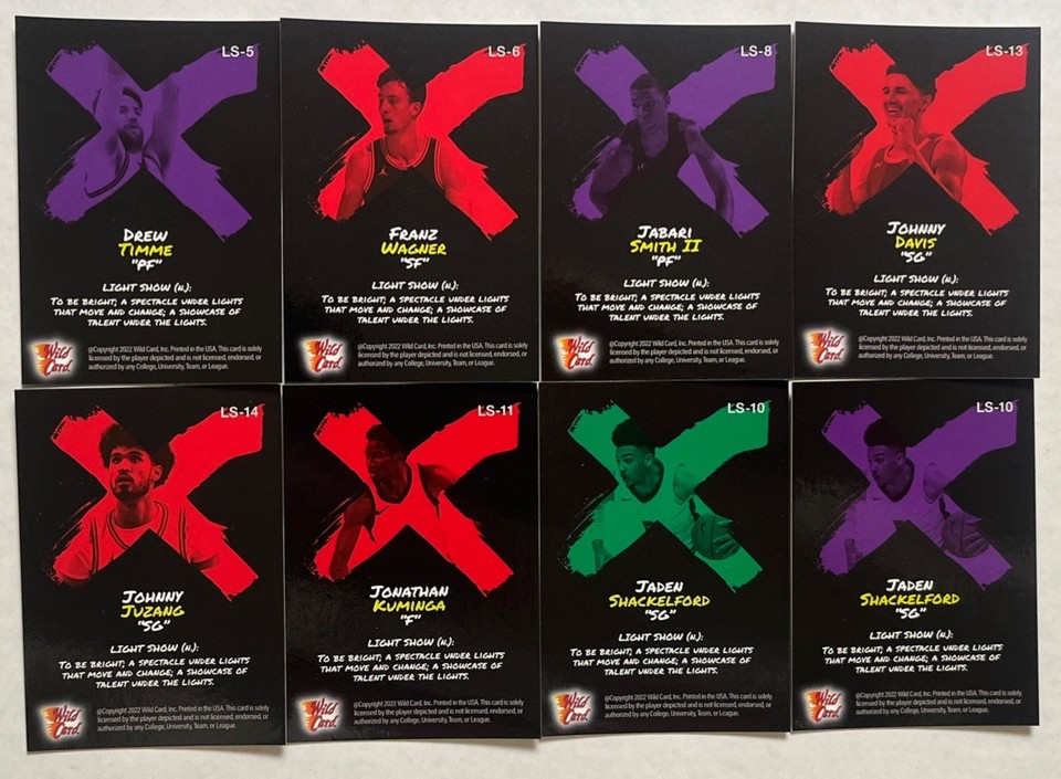 2022 Wild Card Alumination 8 Card Light Show Insert Lot Timme Kuminga ...