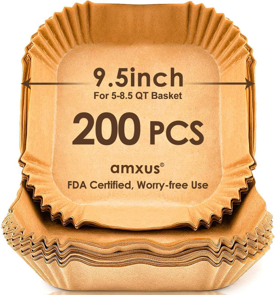 200PCS Air Fryer Paper Liners, 9.5 Inch Square Air Fryer Disposable ...