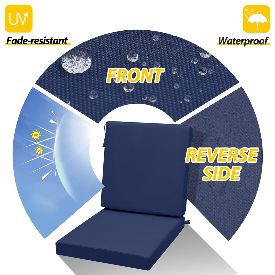 Outdoor Seat Cushions for Chairs, One-Piece Design, Fade-Resistant ...