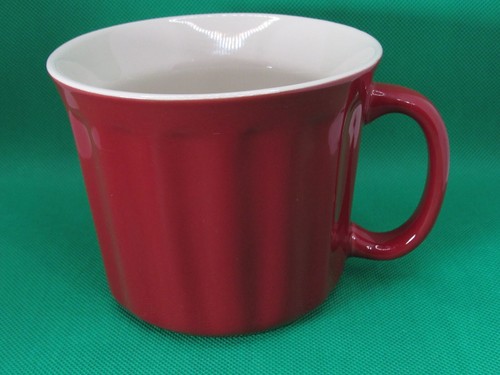 Good Cook Stoneware Red & White Ribbed Ramekin 18 oz Coffee Soup Mug ...