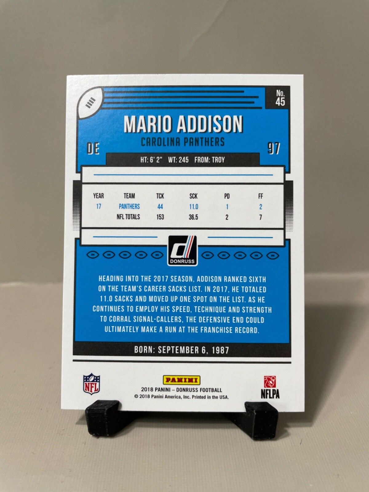 2018 DONRUSS FOOTBALL MARIO ADDISON #45 CAROLINA PANTHERS | eBay