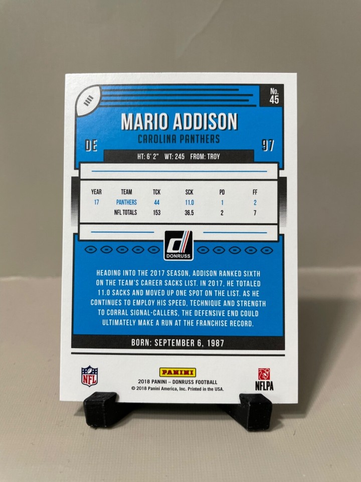 2018 DONRUSS FOOTBALL MARIO ADDISON #45 CAROLINA PANTHERS | eBay