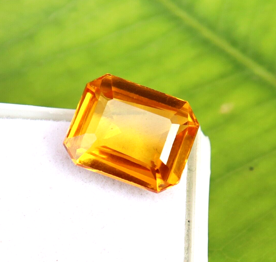 AAA Natural Flawless Ceylon Yellow Sapphire Loose Emerald Cut Gemstone ...