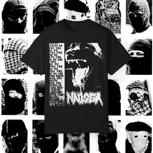 2-Sided Nausea T Shirt Vintage Crust Punk Discharge Dystopia Crass Mob ...