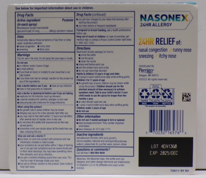 Nasonex 24Hr Allergy + Congestion Relief 60 Sprays 0.34 Fl. Oz. Dec25 ...
