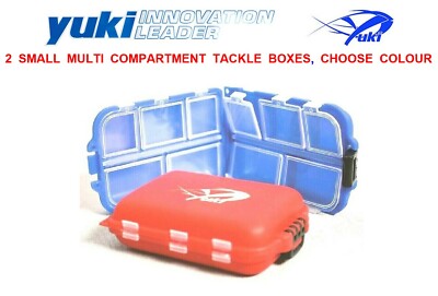 2 YUKI SMALL MULTI COMPARTMENT TACKLE BOXES FOR SEA FISHING SWIVELS RIG ...