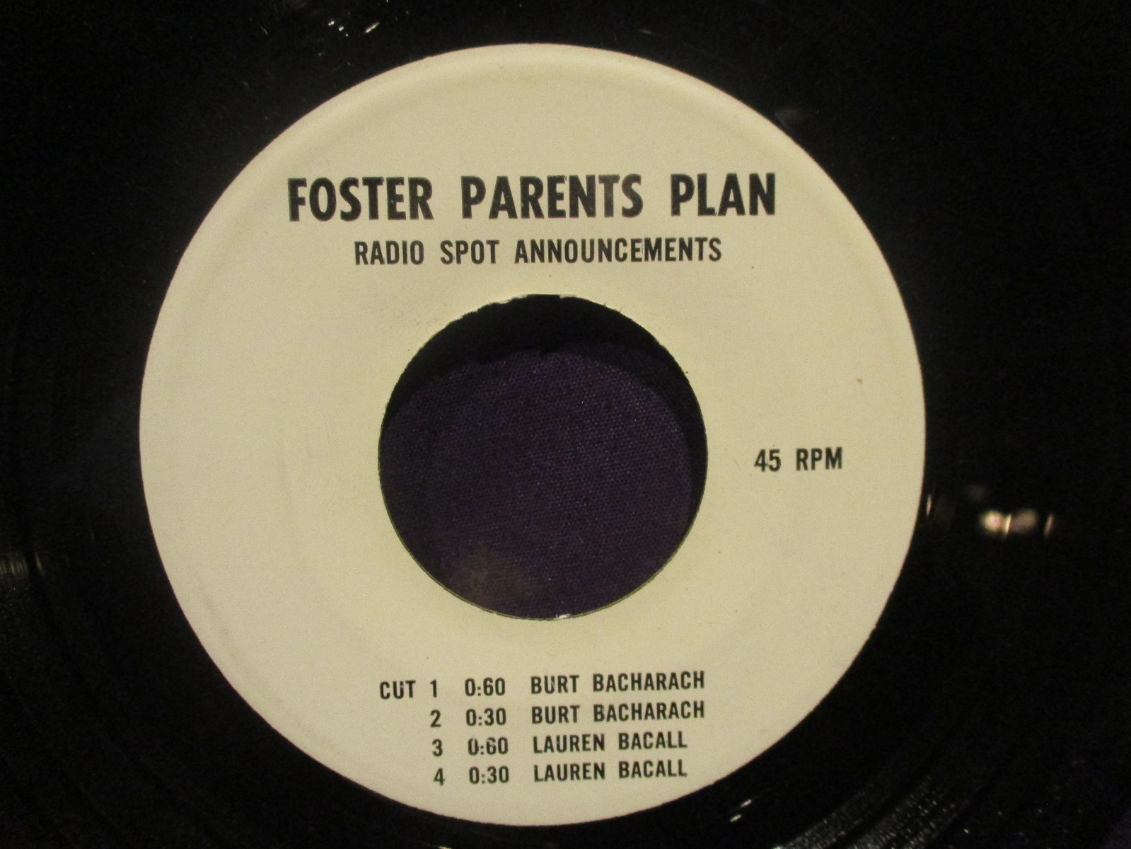 7" PSA Foster Parents Plan with Lauren Bacall and Burt Bacharach | eBay