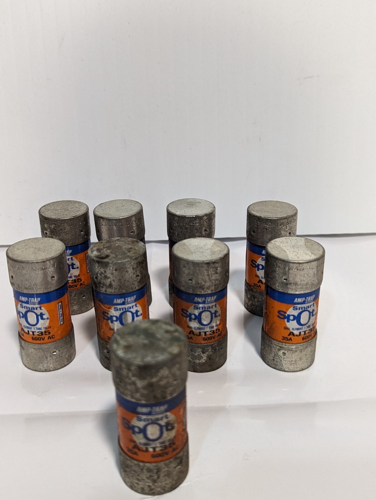 Lot of 9 Amp-Trap AJT35 fuses, 35A, 600VAC, smart spot, dual element ...