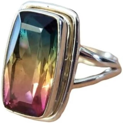 Multi Color Tourmaline Quartz Ring, 925 Solid Sterling Silver Handmade ...