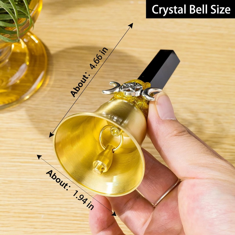 Super Loud Solid Brass Handbells Altar Bells Natural Obsidian Tower ...