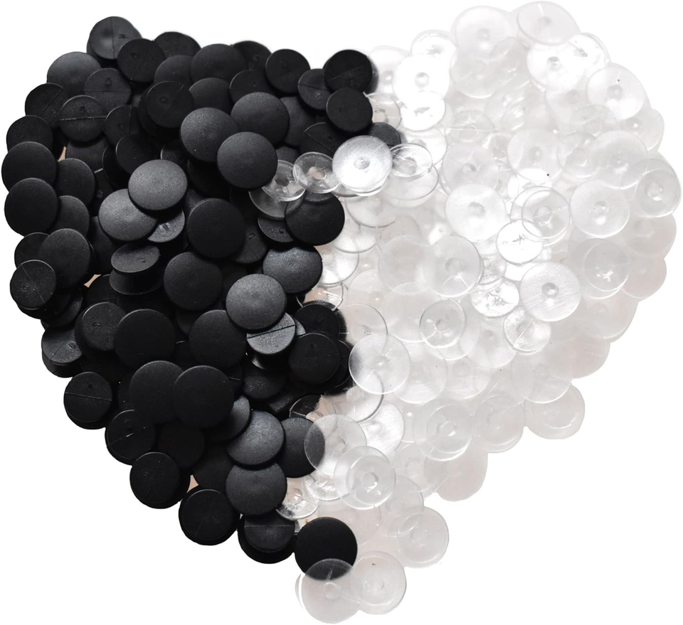 300Pcs Hard Plastic Button Buckle Mixed 2 Colors Black and Clear ...
