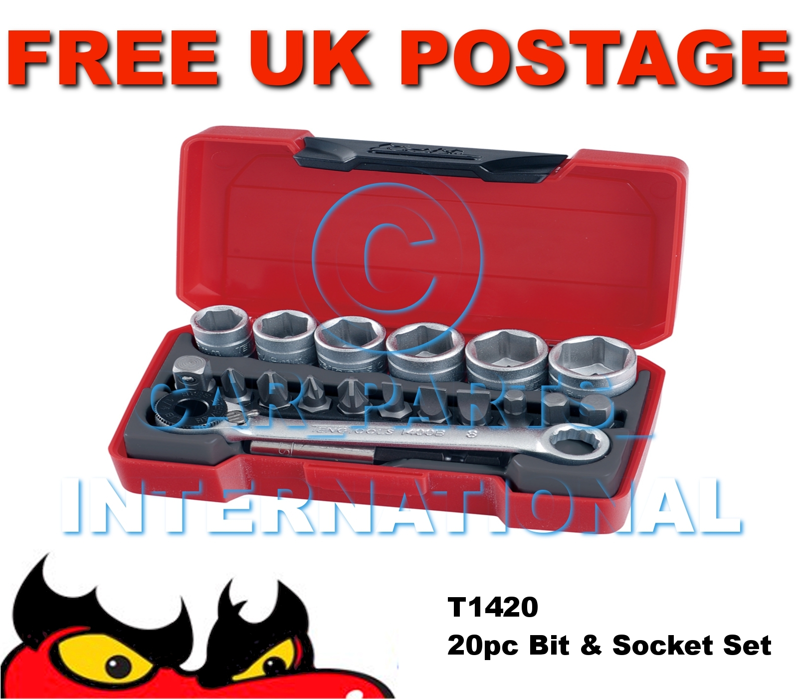Teng Tools T1420 20pc Bit & Socket Set (mini ratchet bit holder ...