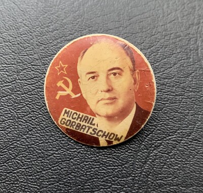 Pin badge. Mikhail Gorbachev. Star, sickle and hammer. USSR propaganda ...