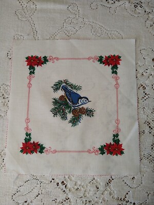 Vintage Cotton Quilt Fabric "Birds of Christmas" Picture Book Patch ...