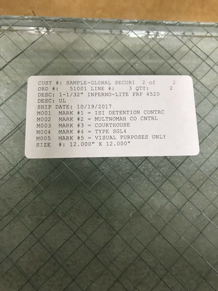 Lexgard glass Sample 12''x12''X1-1/32'' INFERNO-LITE FRP 4520 | eBay