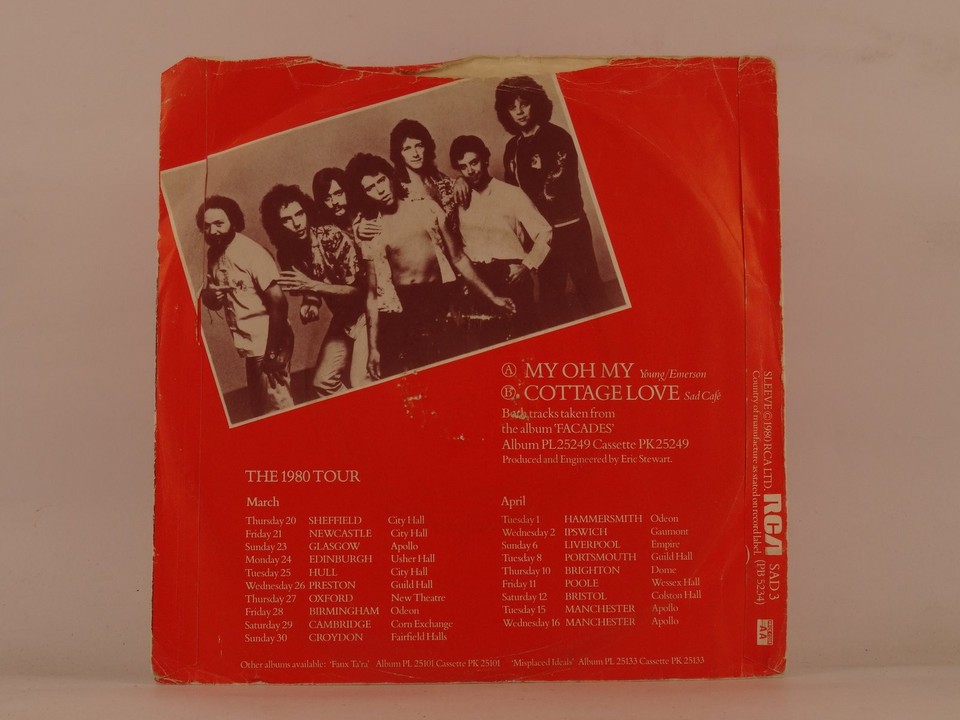 SAD CAFE MY OH MY (94) 2 Track 7" Single also Picture Sleeve RCA | eBay UK