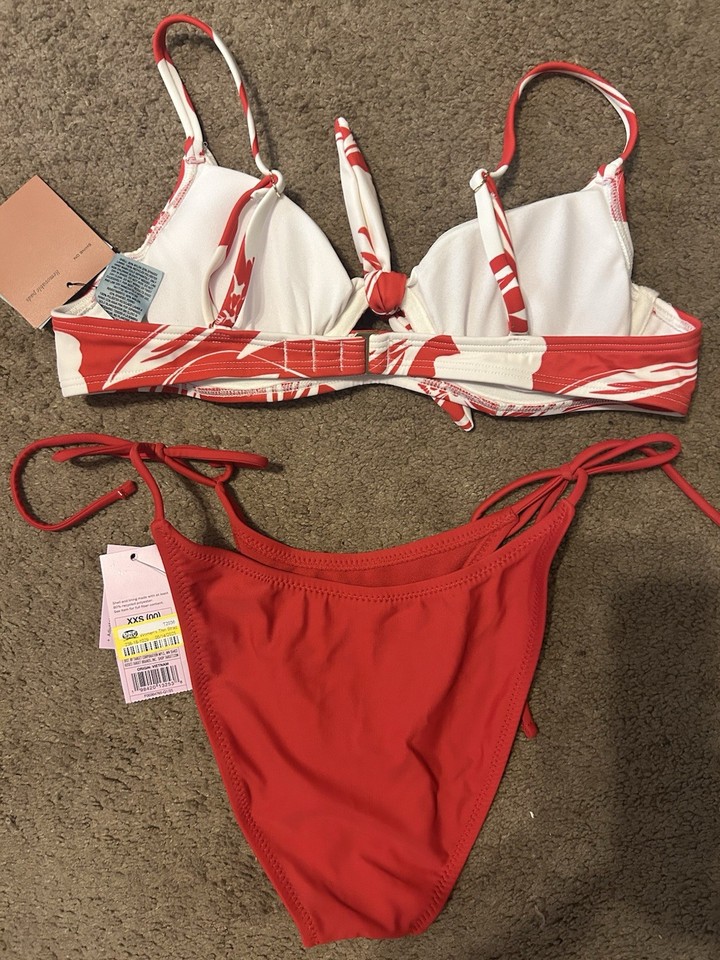 34B red/white bikini top and XXS red string bikini bottom | eBay