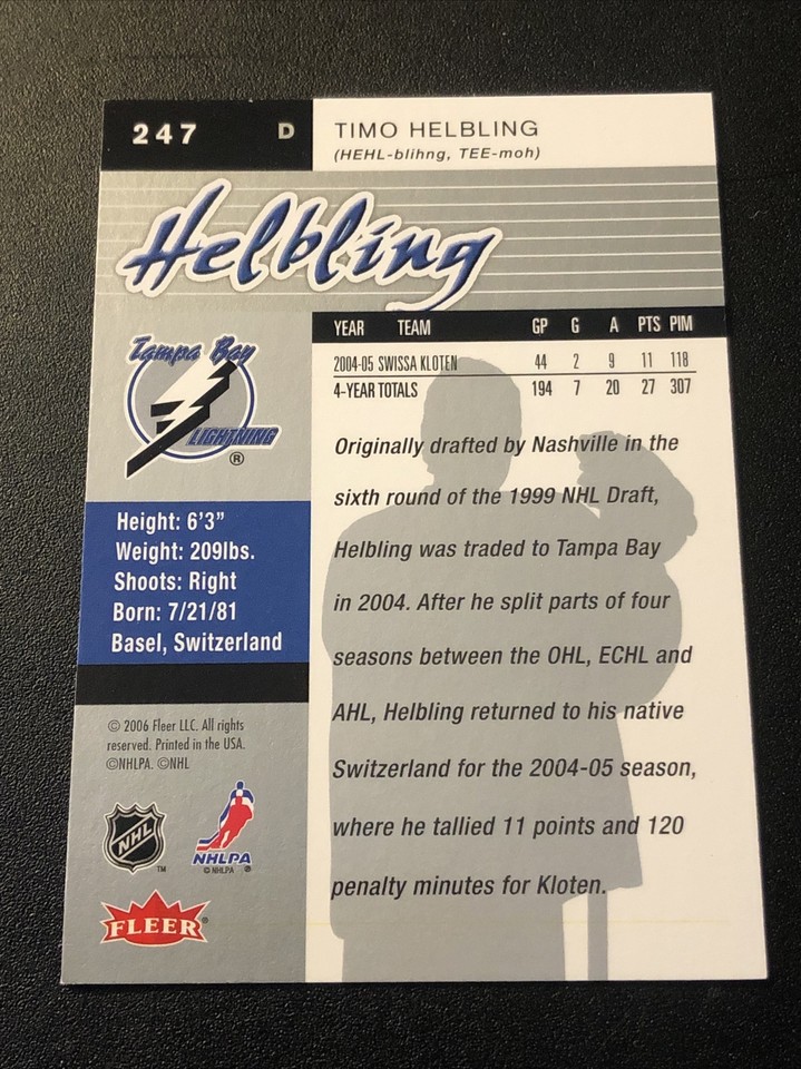 2005-06 Ultra Timo Helbling Rookie #247 | eBay