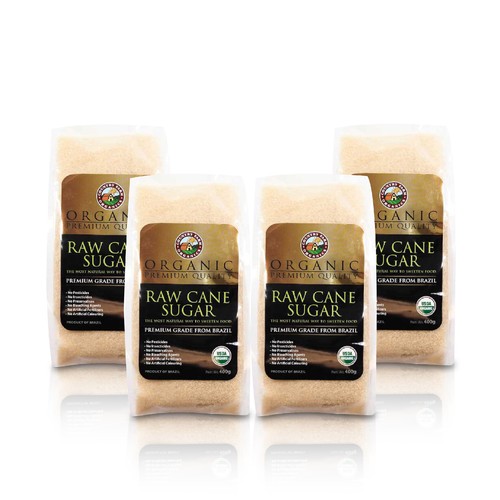 Organic Raw Cane Sugar 400g, 4 Packs, 100% Premium Grade, No ...
