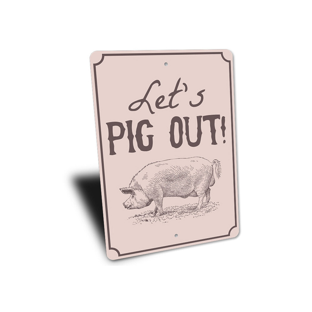 Pig Out Sign, Pig Decor, Pig Sign, Pig Lover Aluminum Metal Decor Sign ...