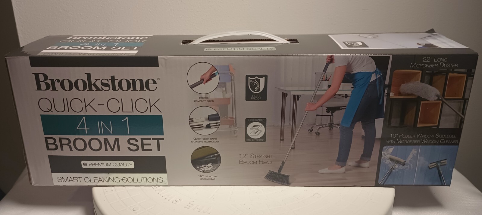 BROOKSTONE Quick-Click 4-in-1 Broom Set Premium Quality for sale online ...
