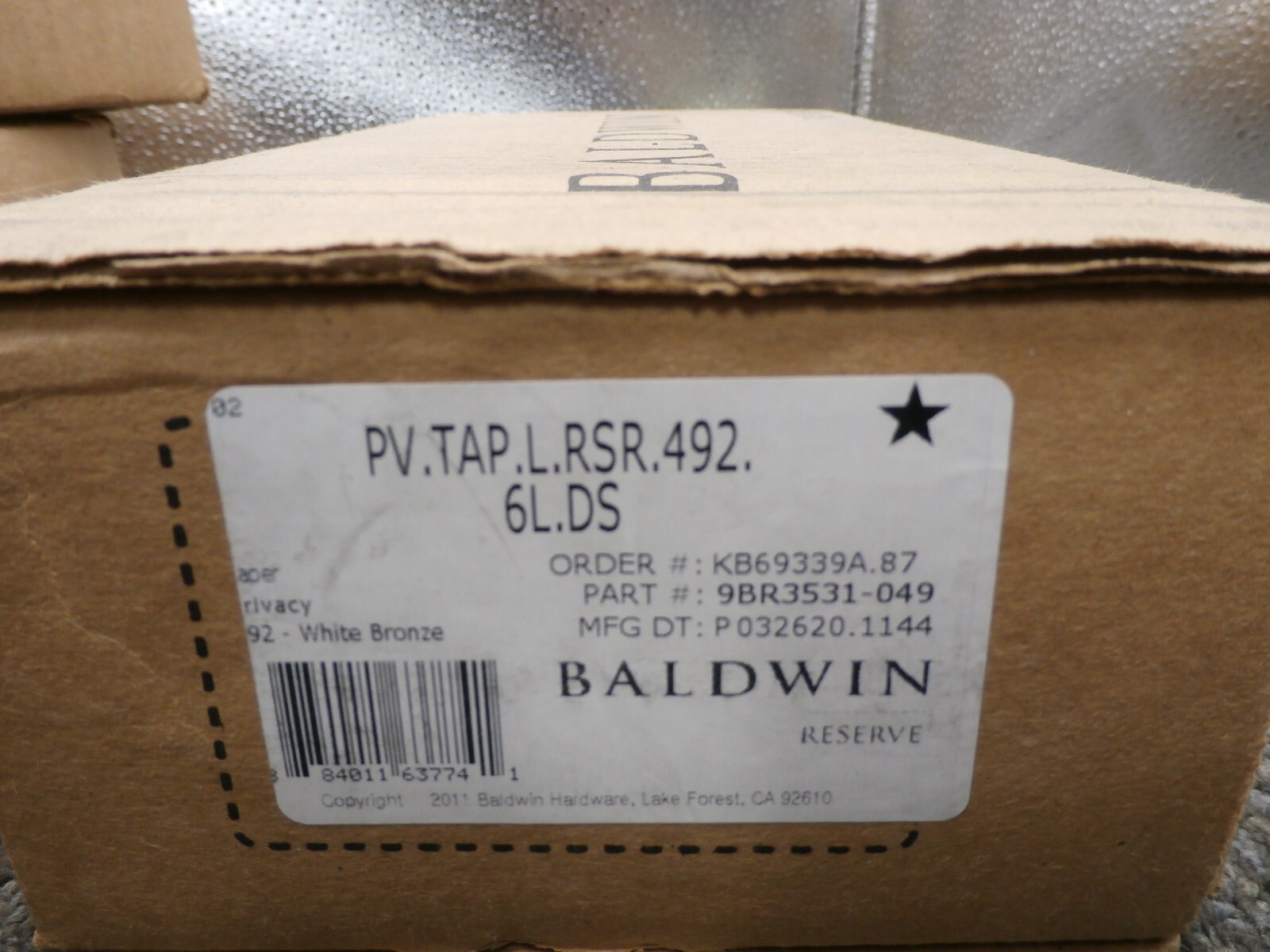 Baldwin reserve 9BR3531-049 PV. TAP. L. RSR. 492 6L.DS White Bronze | eBay