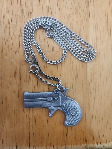 Vintage Miniature Vintage Gun Pistol Derringer Pewter Keychain Necklace ...