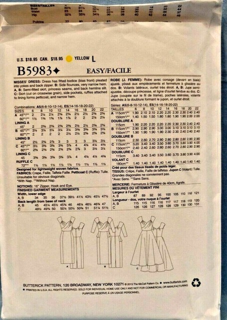 Butterick 5983 Misses Dresses Sewing Pattern Sz 6-14 for sale online | eBay