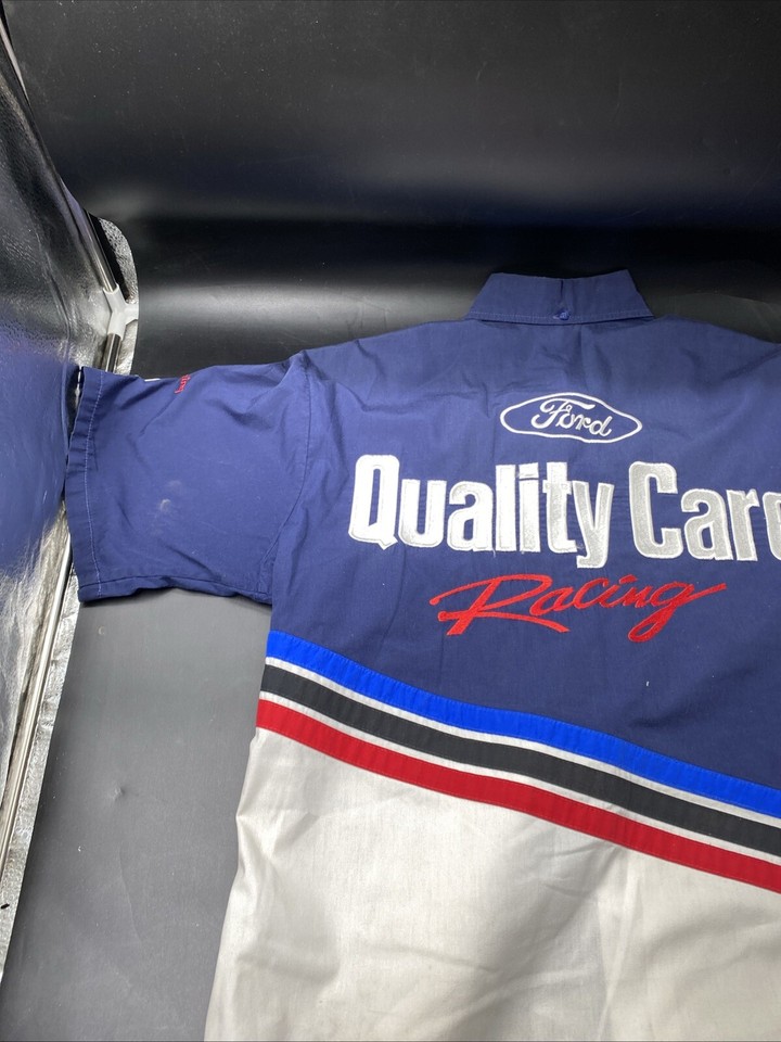 NASCAR RACE USED PIT CREW SHIRT DALE JARRETT CREW FORD VINTAGE L ...