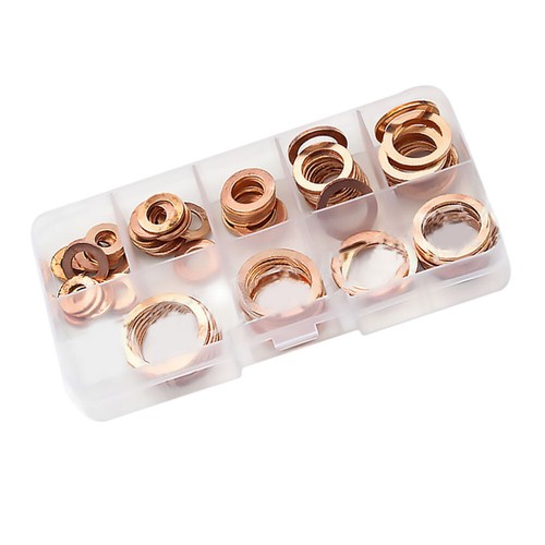 80 Pcs Copper Gasket Tap Washers Assorted Assortment for Motorcycles ...