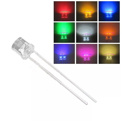 3mm Flat Red Yellow Blue Green White Orange Purple Pink Warm Clear LED ...