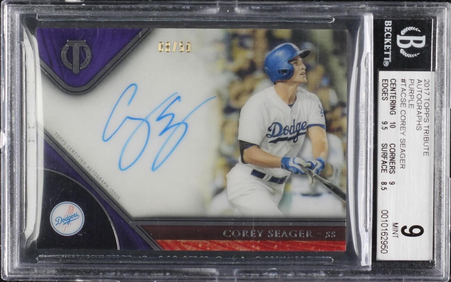 2017 Topps Tribute - Tribute Autographs Corey Seager #TA-CSE Purple /50 ...