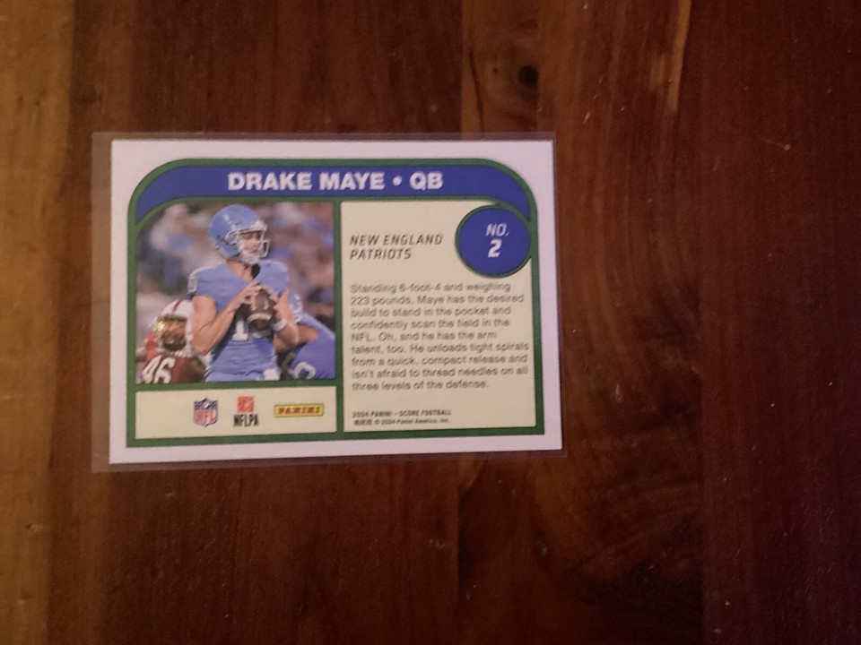 2024 Panini Score #2 Drake Maye Protential Insert Rookie RC Patriots | eBay