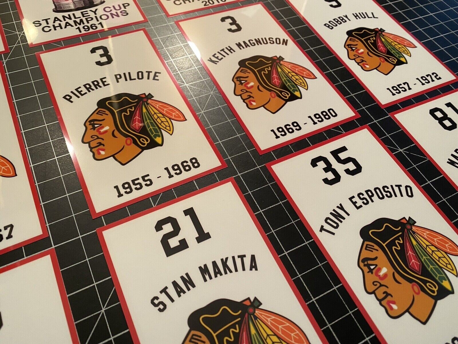 3 SIZES- Chicago Blackhawks Stanley Cup & Retired #DECAL banners ...