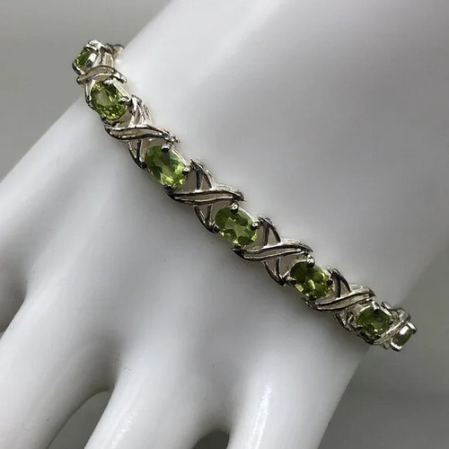 Vintage HAN THAI 925 Silver and Peridot Gemstone Tennis Bracelet | eBay