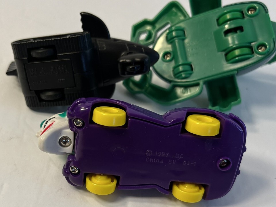 Lot of 7 McDonalds 1990's DC Comics Vehicles Batman Batmobile Spiderman ...