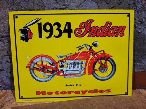 NEW OLD STOCK NOS METAL TACKER SIGN 1934 INDIAN MOTORCYCLES SERIES 402 ...